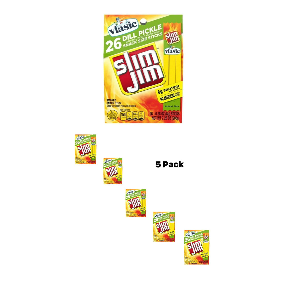 Slim Jim Dill Pickle Snack Sticks 26 per Box, 5 pack – Malabar Hat Company