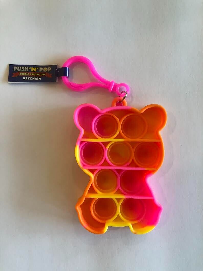 Push ‘N’ Pop Bubble Popper Fidget Toy, Stress Reducing Keychain, Pink ...