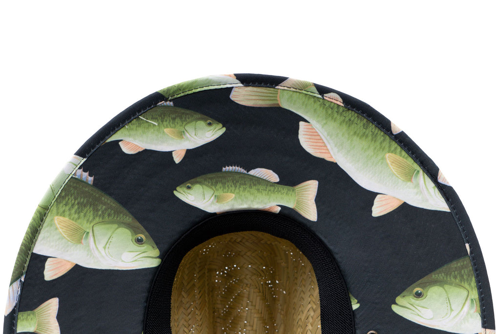 Bass Fish Fabric Pattern Print Straw Sunhat Men & Women, Lifeguard Hat ...